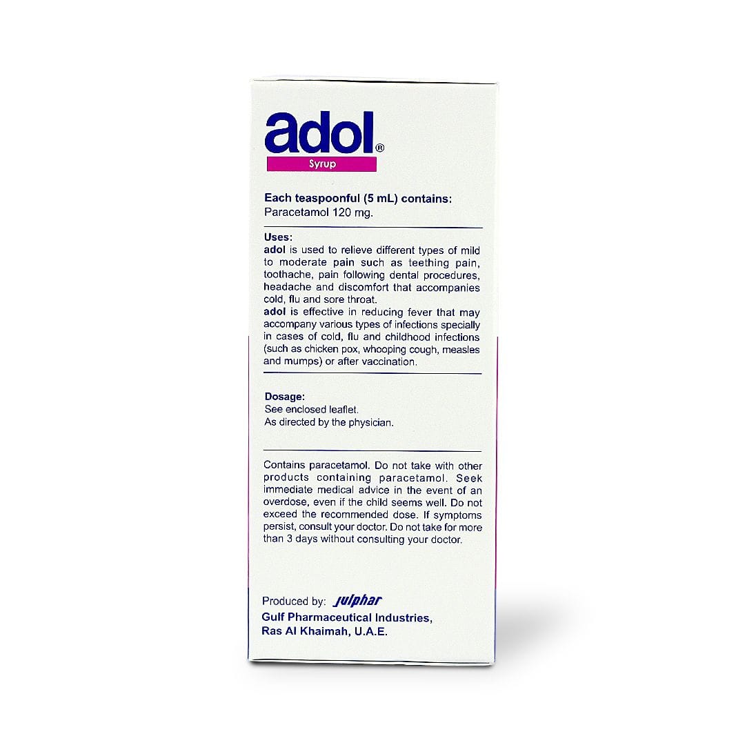 Buy Adol 120 Mg / 5 Ml Syrup 100 Ml Online in UAE | Al Ain Pharmacy